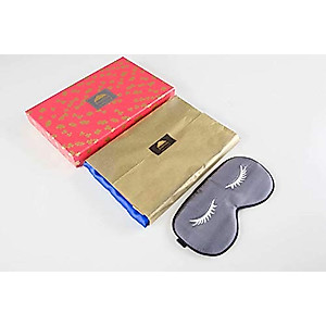 BlueHills Luxury Silk Pillowcase Gift Set - 100% Pure Mulberry Natural Soft Both Sides Silk Pillowcase 2 Pack for Hair and Skin & 1 Pure Silk Eye Mask Gift Box 3 Piece Set Light Bronze King Size K015