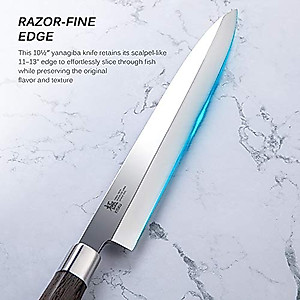 KYOKU Samurai Series - 10.5" Yanagiba Knife Japanese Sushi Sashimi Knives - Superior Japanese Steel - Wenge Wood Handle - with Case