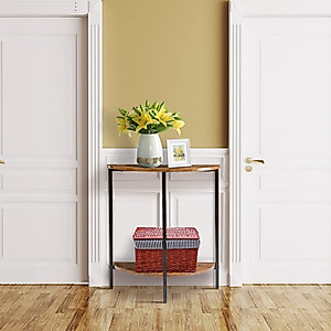 TOLONAG Half Moon Table, Small Entryway Table for Hallway, Modern Console Table with Sleek Black Metal Legs, Storage, Durable, Compact