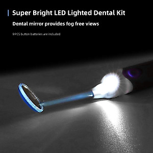 Tooth Stain Remover Tool Oral Care Cleaning Kit with LED Light for Dentist, Family Oral Cleaning, Dental Scraper Tooth Pick Hygiene Set with Mouth Mirror - Easy to Carry and Use