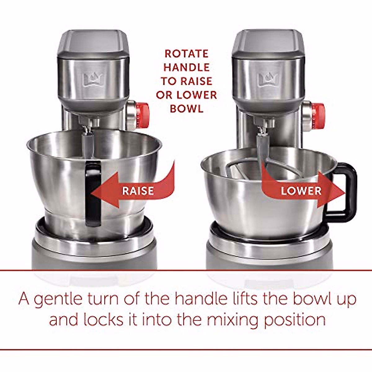 Wolf Gourmet High-Performance Stand Mixer, 7 qrt, with Flat Beater, Dough Hook and Whisk, Brushed Stainless Steel (WGSM100S)