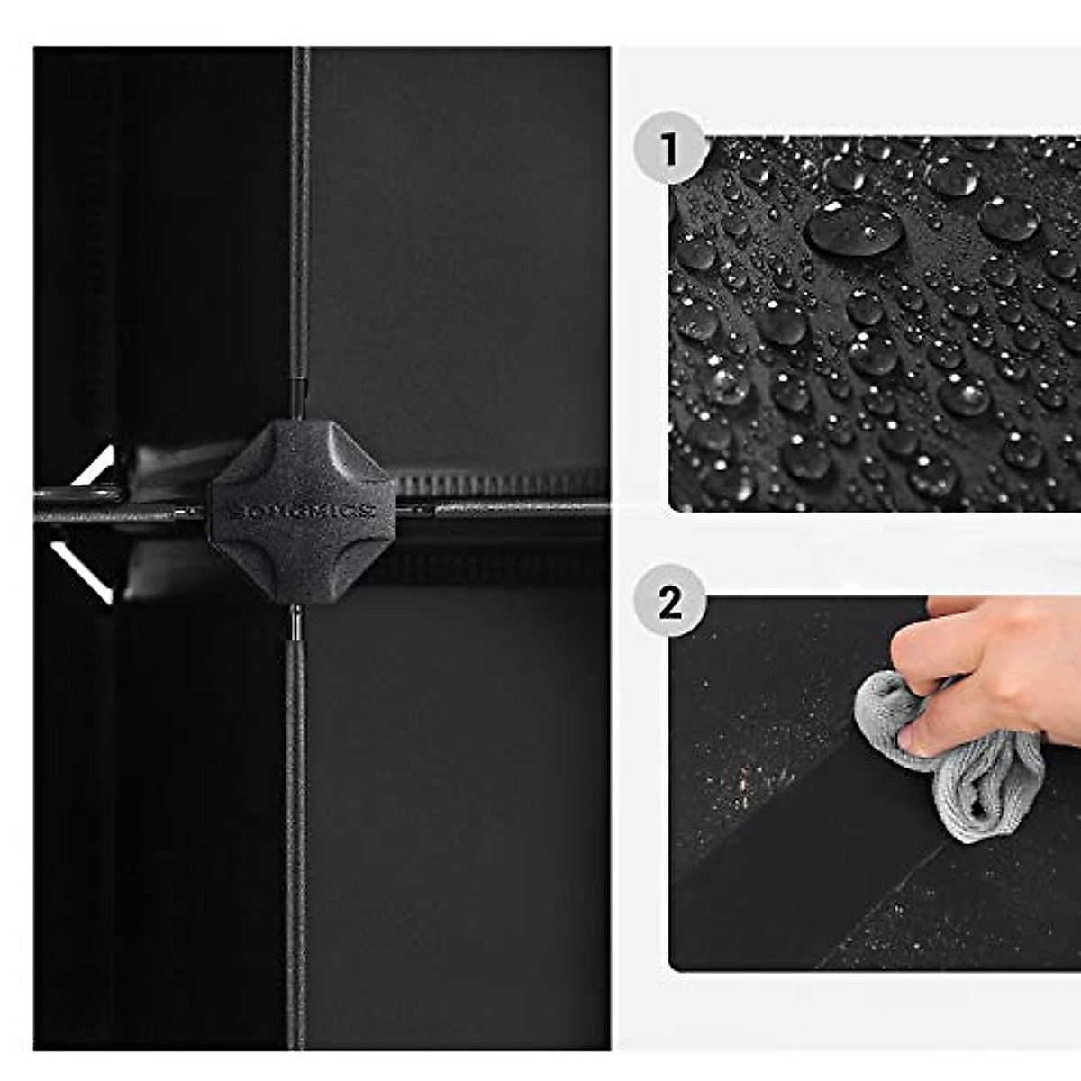 SONGMICS Shoe Rack, Interlocking Storage Organizer Unit, 20-Slot Rectangular Cube Storage with Hooks, Adjustable Shelves, Modular Cabinet, for Closet Entryway Hallway, Black ULPC504B01