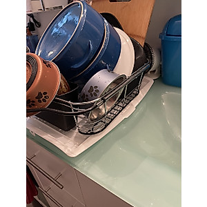 Qingsi 1 PC Premium Drip Tray Dish Drainer Mat Plastic Kitchen Dish Draining Rack Dish Drain Board Sink Side Drip Sloping Draining Tray for Pots, Pans, Fruit Vgetable Drain Cooking Holder Tools