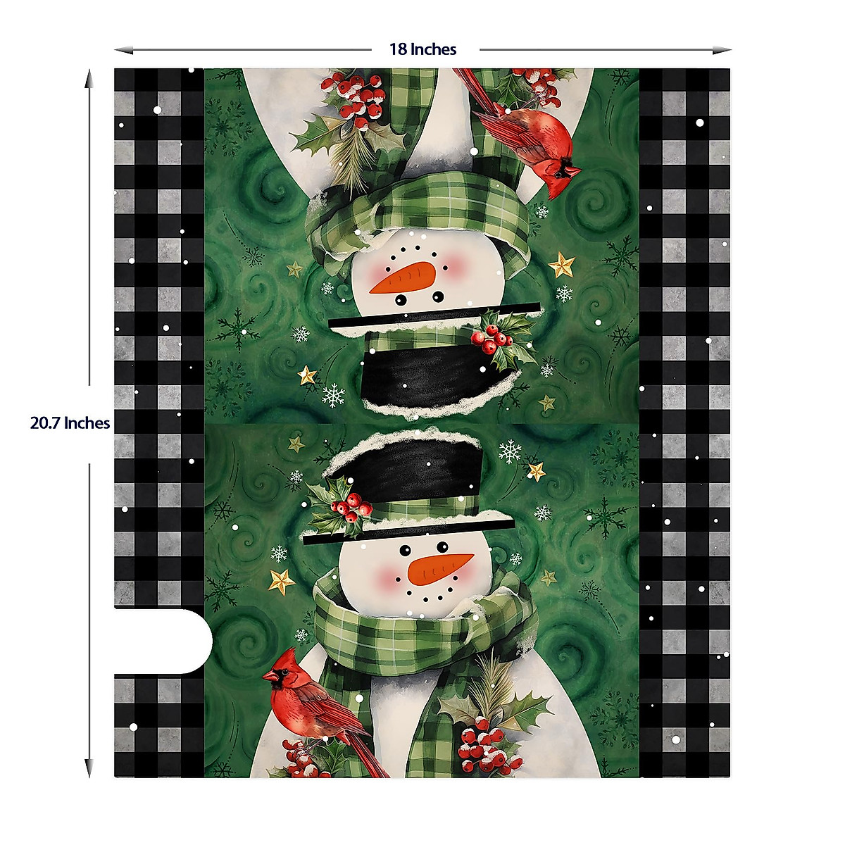 Texupday Winter Snowman With Cardinal Buffalo Check Plaid Decoration Mailbox Cover With Magnetic Strip Holiday Mailbox Wraps Post Letter Box Cover Standard Size 21" X 18" for Garden Outdoor Yard Decor