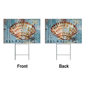 Nautical Beach Ocean Theme Underwater Shells Lawn Sign Lawn Yard Decorations for Construction 12x18 Inch Custom Yard Signs with Stakes Coastal Seascape Painting Metal Yard Lawn Sign for House Rent