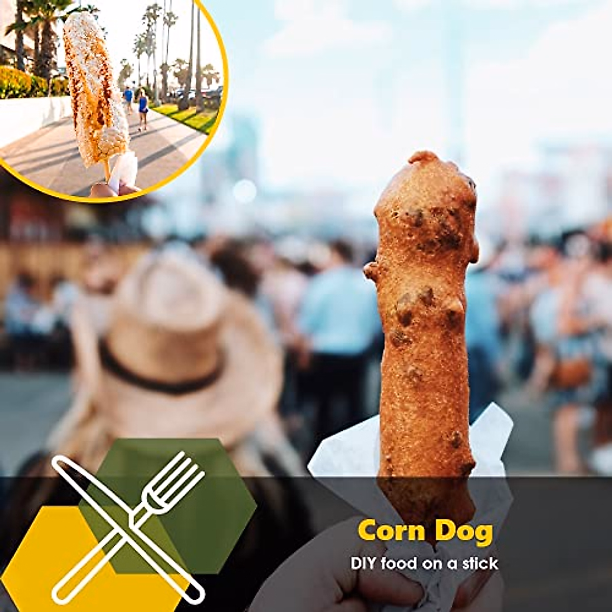 Jdox 120 pcs Premium 5.5 Inch Candy Apple Sticks - 5mm Thick Natural Semi Point Bamboo Sticks for BBQ, Caramel Bamboo Skewers for Corn Dog, Cookie, Lollipop, Kabob, Grill