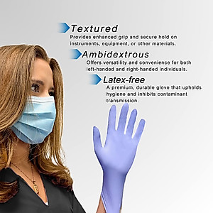 Essentials Healthcare Products Nitrile Powder-Free Examination Gloves; Box of 200 Exam Gloves, Latex-Free, Periwinkle (X-Small)