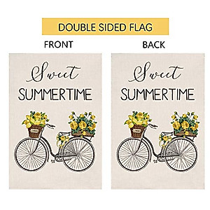 Summer Garden Flag Vertical Double Sided Lemon Farmhouse Burlap Yard Outdoor Decor 12.5 x 18 Inches (110496)