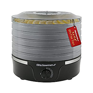 Elite Gourmet EFD319DKG Food Dehydrator, 5 BPA-Free 11.4" Trays Adjustable Temperature Controls, Jerky, Herbs, Fruit, Veggies, Dried Snacks, Black and Grey