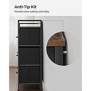 SONGMICS Dresser for Bedroom, Chest of Drawers, 7 Fabric Drawers with Handles, Rustic Brown and Black ULTS137B01