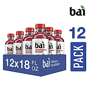 Bai Flavored Water, Brasilia Blueberry, Antioxidant Infused Drinks, 18 Fluid Ounce Bottles, 12 Count