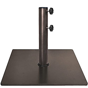 EliteShade USA Up to 160 lbs Square Umbrella Base Steel Plate Stand Market Patio Outdoor Heavy Duty Umbrella Holder, Bonus 18.5" Square Weight Sand Bag (Sand is not Included), Reddish-Brown