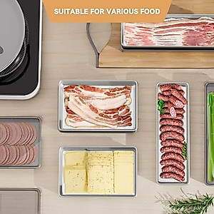 2 Pcs Bacon Container for Refrigerator, 304 Stainless Steel Airtight Deli Meat Storage Containers with Clear Lid and Non-Slip Bottom,for Kitchen Fridge Organizers and Storage (Square+Rectangular)