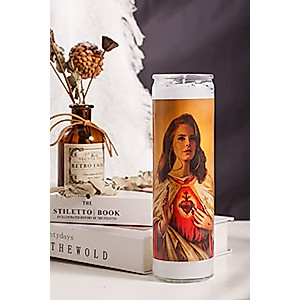 Lana Del Rey Candle - Lana Del Rey Merch, Funny Saint Votive, Pop Culture Celeb Prayer Candle,Scented Celebrity Parody Devotional Prayer Candles, Celebrity Novelty Gifts for Christmas