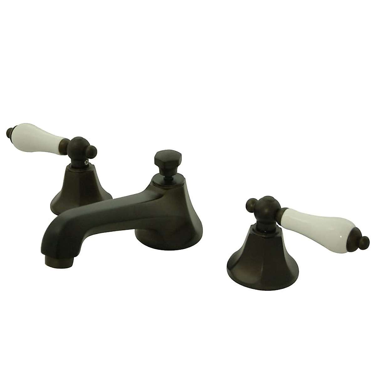 Kingston Brass KS4465PL Metropolitan Widespread Lavatory Faucet with Porcelain Lever Handle, Oil Rubbed Bronze