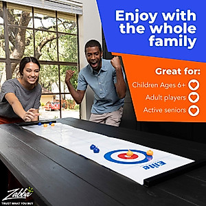 Elite Sportz Equipment Curling Game - Tabletop Games for Adults, Kids & Families - 4 Ft x 1 Ft Mat for Indoor Fun w/Bonus Travel Bag - Ages 6 & Up