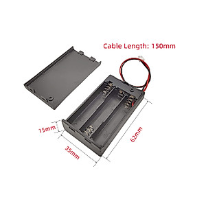 ShangHJ 3 Cell AAA Battery Holder Case Cover Storage Box with ON/Off Switch PH2.0 JST Connector Male 15cm Cable 3.3-4.5V (Pack of 6 Pieces)