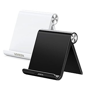UGREEN 2 Pack Cell Phone Stand Desk Accessories Adjustable Foldable iPhone Stand Holder Desktop Compatible with iPhone 14 Pro Max 14 Plus 13 12 Pro 11 SE Galaxy S23 Ultra Black White