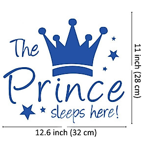 Maydahui 2PCS Wall Sticker The Prince/Princess Sleep Here 12.6 Inch Little Crown Star Art Quotes Wall Decal Decor for Living Room Bedroom