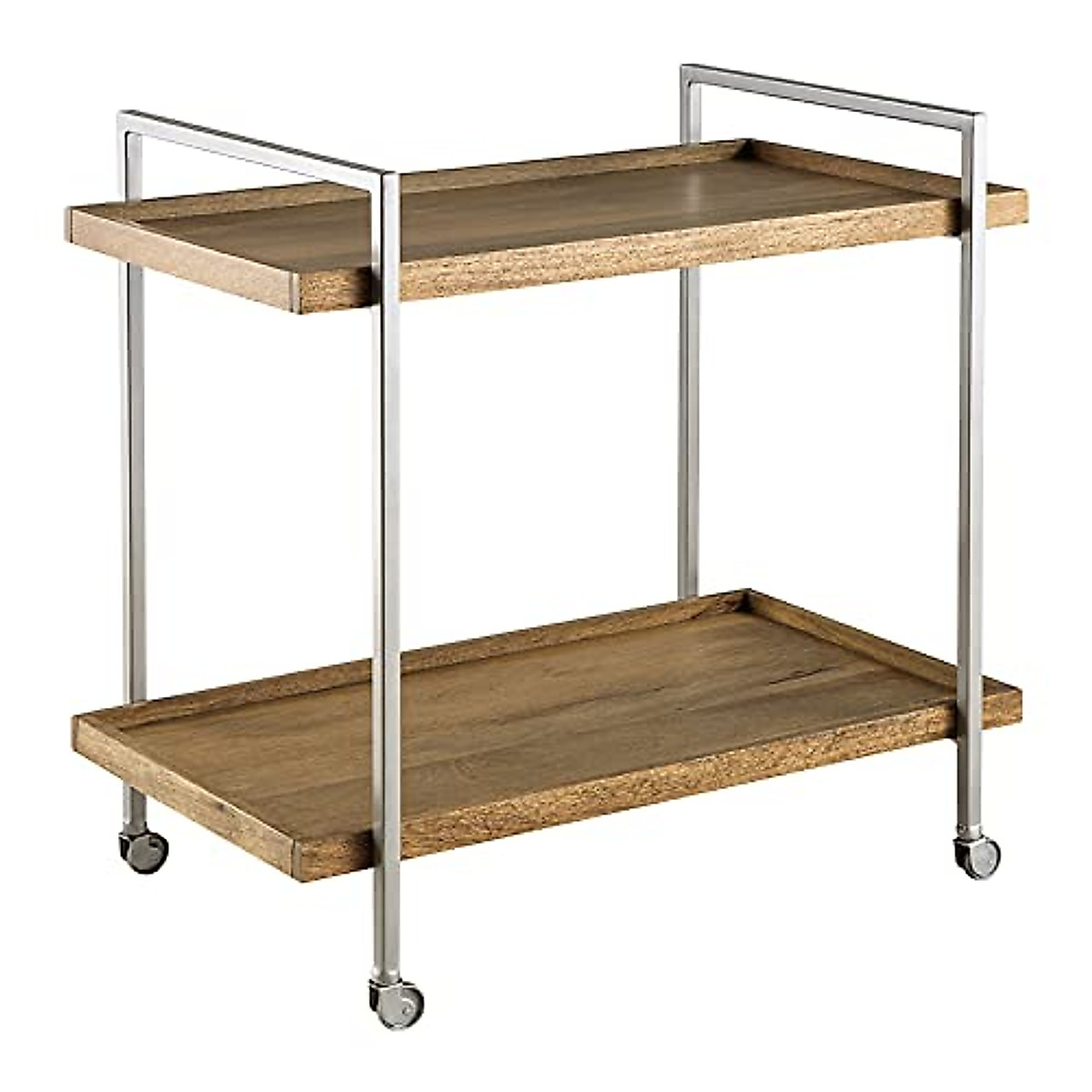 SAND STONE HOME Modern Bar Cart for Home | Coffee Cart with Shelves | Wine Cart with Storage | Mini Bars for Home with Wheels | Liquor Cart for Kitchen & Living Room, Mango Finish, Griffey