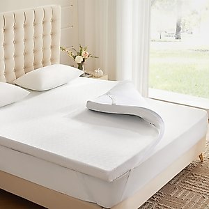 Eiayeebil 3 Inch Memory Foam Mattress Topper Queen, Memory Foam Pad with Removable & Washable Cover, Bed Topper for Back Pain, Non-Slip Ventilated Design, White Queen Size