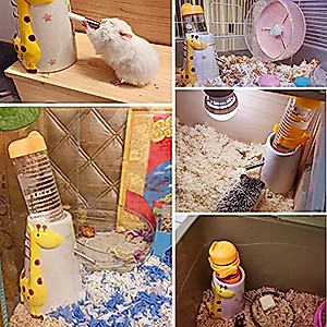 BIGCAKE 125ML Hamster Water Bottle, Ceramics Small Animals No Drip Standing Drinking Waterer with Holder for Syrian Hamster Dwarf Hamsters Mice Hedgehog Gerbil Rat (Yellow)