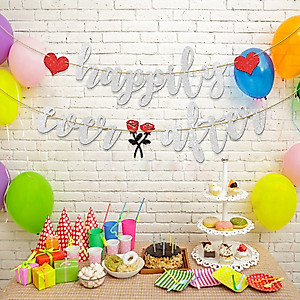 Happily Ever After Banner Silver Glitter, Bridal Shower Banner, Wedding Engagement Decorations, Bachelorette Party Decoration