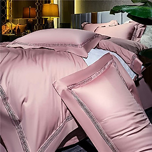 TREXD Long Staple Cotton Hollowed Out Four-Piece Set Cotton Sateen Sheet Bed Cover Wide Brim Series (Color : D, Size : 200 * 230cm)