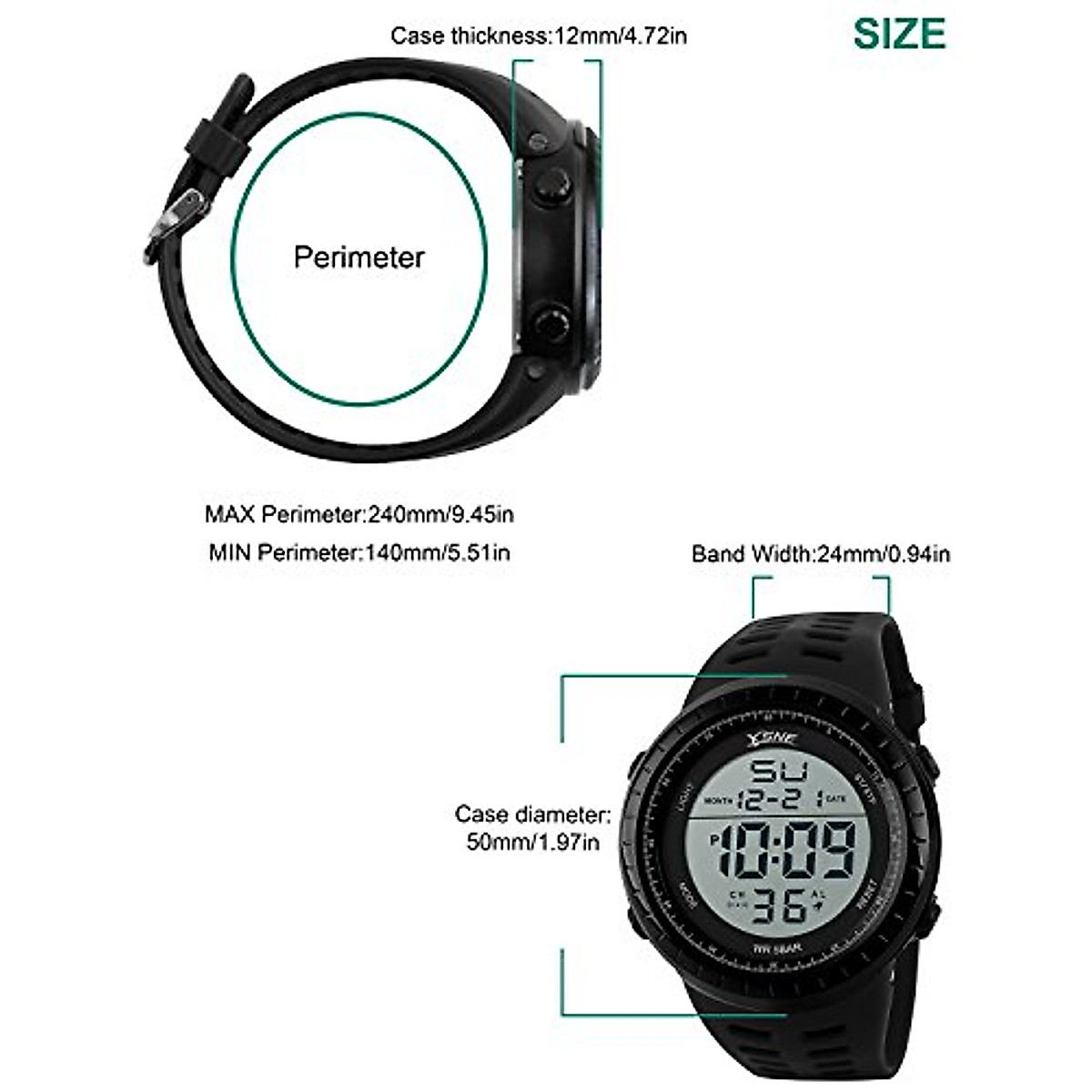 Digital Watch Men Sports LED Screen Large Face Military Watches for Men Waterproof Casual Luminous Stopwatch Alarm Simple Watch 1167