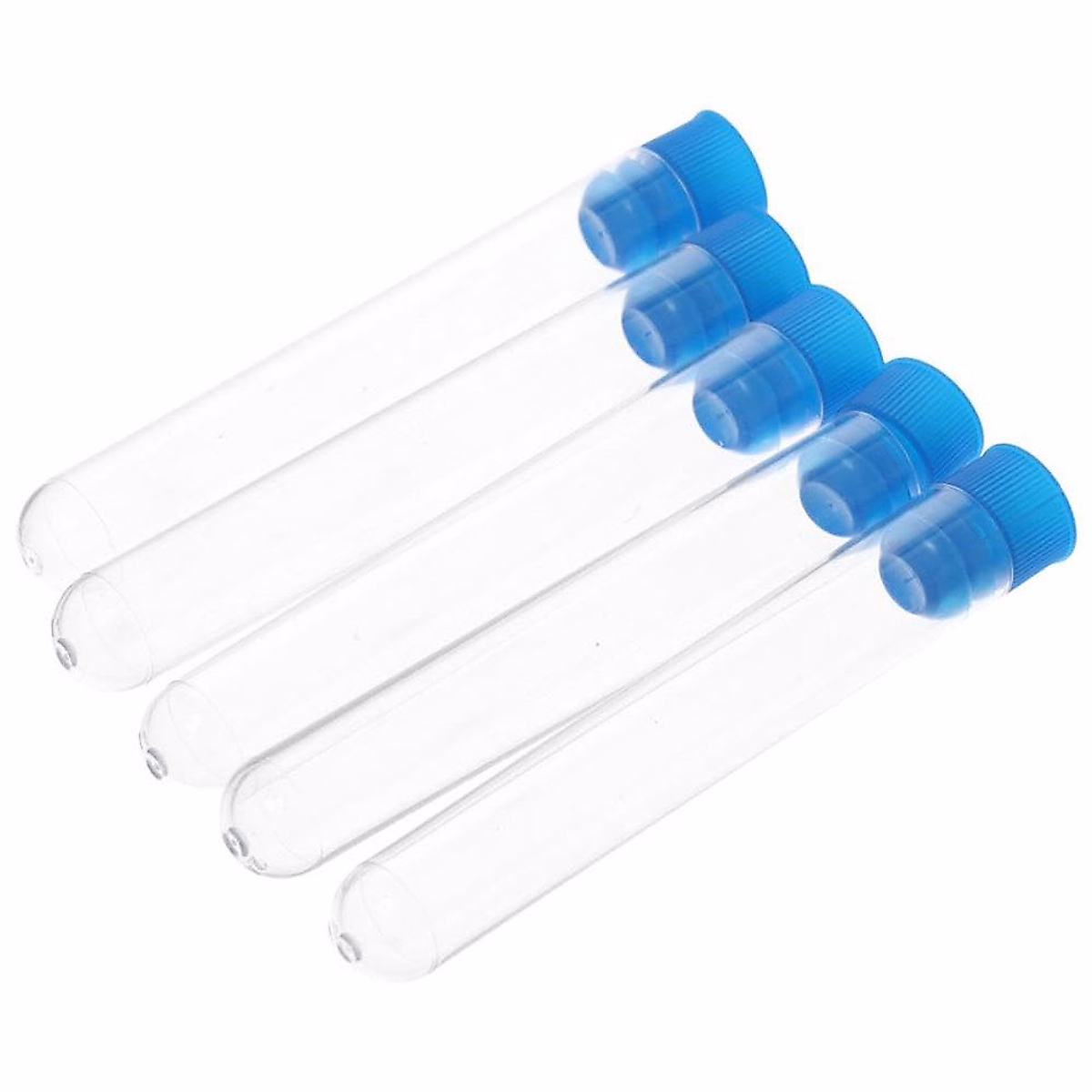 HOBBYIN 20Pcs Clear Plastic Test Tubes with Blue Caps,16×100mm Clear Tube for Scientific Experiments, Halloween, Christmas