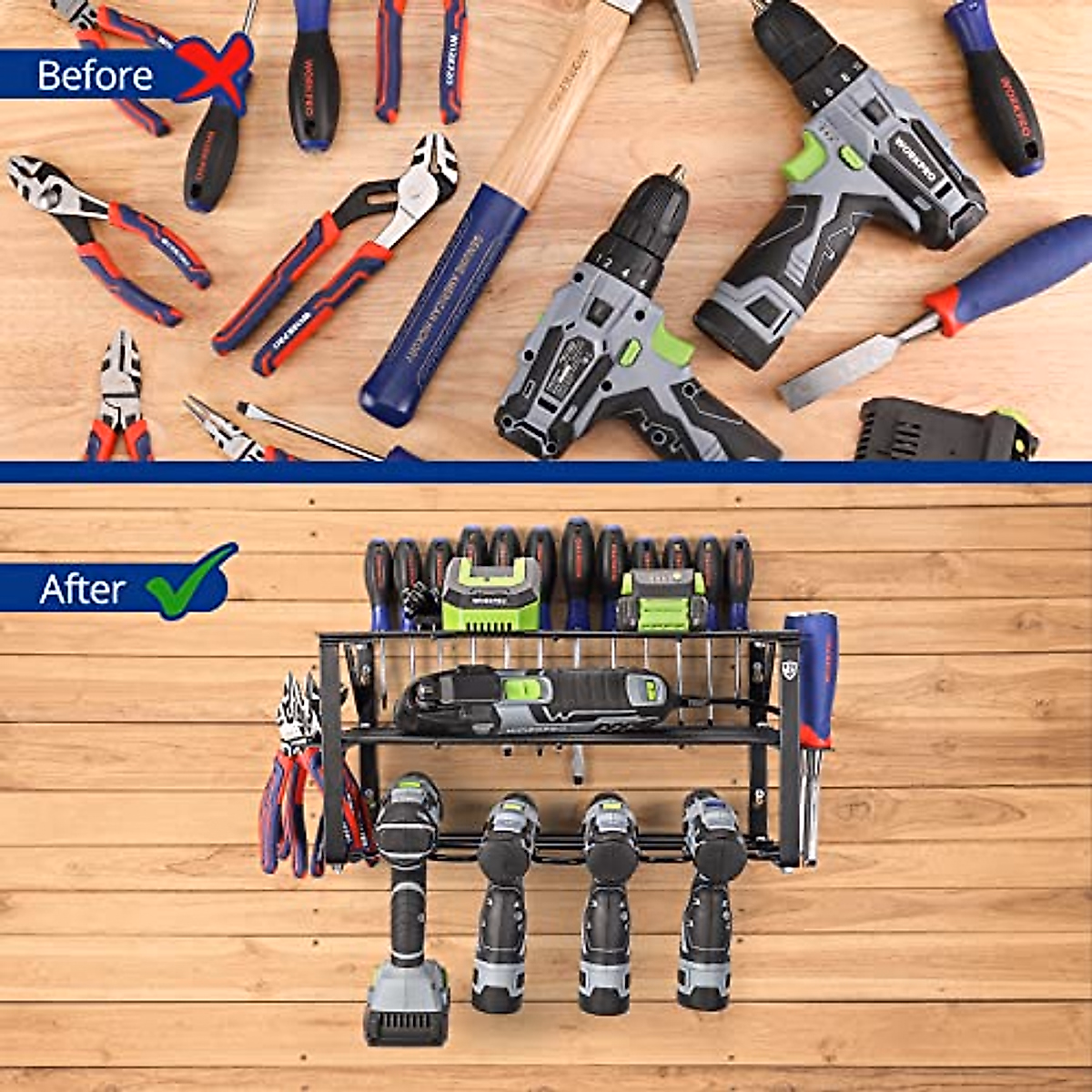 WORKPRO Cordless Grass Shear and Shrubbery Trimmer & WORKPRO Power Tool Organizer