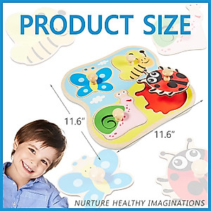 Wooden Puzzles for Toddlers 1-3 Animal Shape Chunky Puzzles 3 Pack Peg Puzzles for 12-18 Months Birthday Gifts for Preschool Boys and Girls Montessori Toys