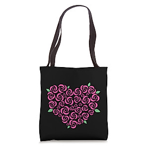 Pink Roses Heart Shaped Valentine's Day Anniversary Tote Bag