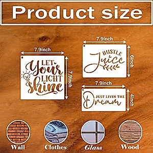 Word Stencils for Painting On Wood Sign Canvas Fabric, Reusable Welcome Farmhouse Burning Inspirational Art Craft Paint Stencil for Shirt Family Furniture Wall Card Making (20 Word 8in)