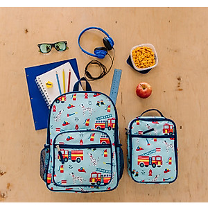 Wildkin Day2Day Kids Backpack Bundle with Lunch Box Bag (Firefighters)