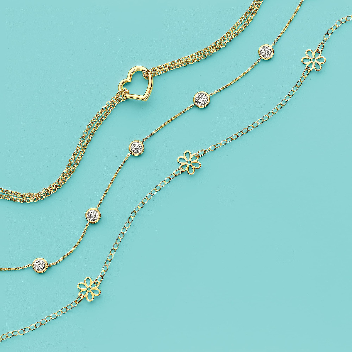 Ross-Simons 0.25 ct. t.w. Pave Diamond Station Anklet in 14kt Gold