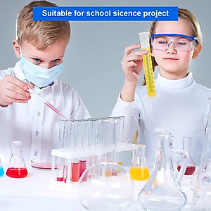 10Pack 100ml Plastic Graduated Cylinder, Transparent Measuring Cylinder Lab Test Tube Flask, 2 Sided Measuring Lines Graduated Cylinder Beaker for Science Lab Project, Pour Spout & Hexagonal Base