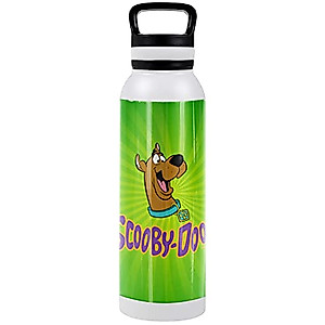 Scooby Doo! OFFICIAL Burst 24 oz Insulated Canteen Water Bottle, Leak Resistant, Vacuum Insulated Stainless Steel with Loop Cap, White