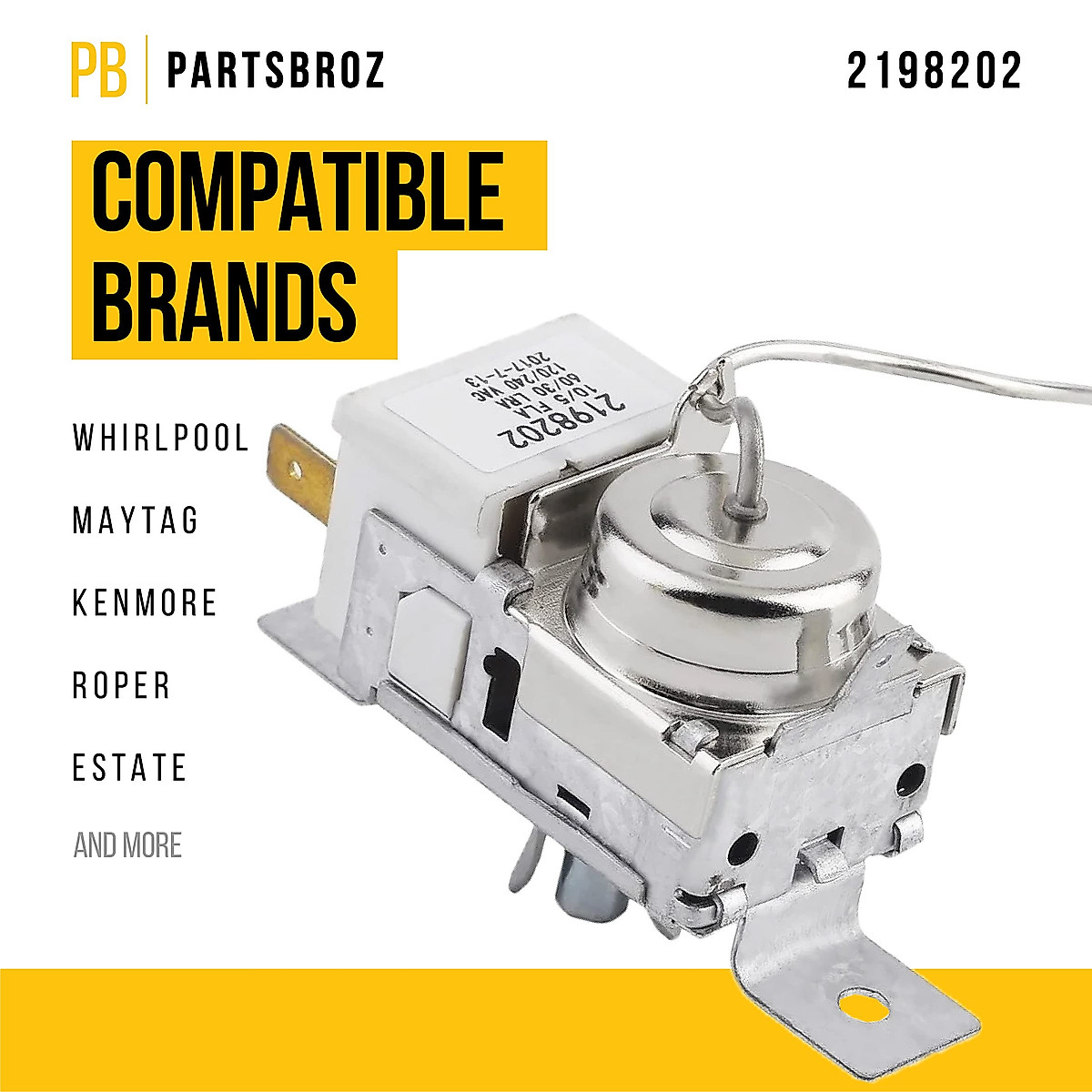 PartsBroz WP2198202 2198202 Thermostat Control - Compatible With Whirlpool Kenmore Roper Estate Refrigerator - Replaces PS11739232 1110552 1115242 1115243 AP6006166 ED5VHEXVB06 ED5KVEXVQ00 ED5FVGXWS01