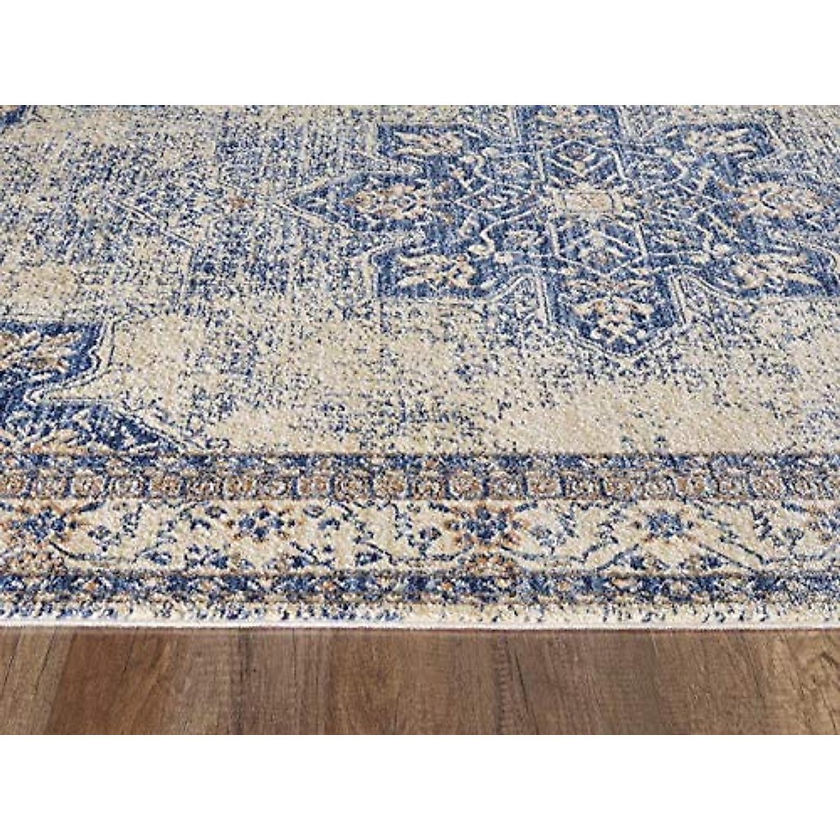LUXE WEAVERS Otika 8693 Modern Oriental Premium Blue Area Rug 8x10, Geometric Fringe Rug