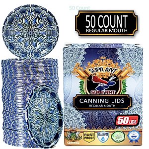 Canning Lids - Canning Lids Regular Mouth - Canning Jar Lids - Regular Mouth Canning Lids - Can Lids - Jar lids - For Jars Canning Lids 50pk (Blue Wall Plate)