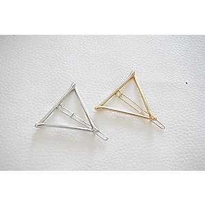 Minimalist Geometric Triangle Hair Clip, Dainty Hollow Metal Hairpin Clamps Accessories Barrettes Bobby Pin Ponytail Holder Statement (Gold and Silver)