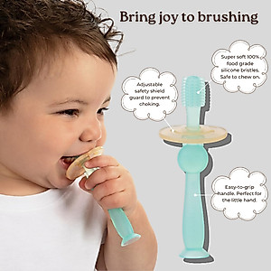 Haakaa 360° Silicone Baby Toothbrush – 100% Soft Food Grade Silicone, BPA-Free, Suction Base, Safe for Babies 6 Months+, Gentle Gum and Teeth Cleaning for Infants, Gum Massager
