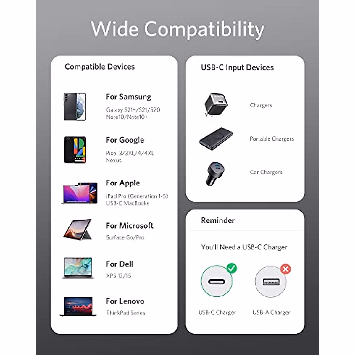 Anker 333 USB C to USB C Cable (6ft 100W, 2-Pack), USB 2.0 Type C Fast Charging Cable USB C Charger, 735 Charger (Nano II 65W), PPS 3-Port Fast Compact Foldable Wall Charger