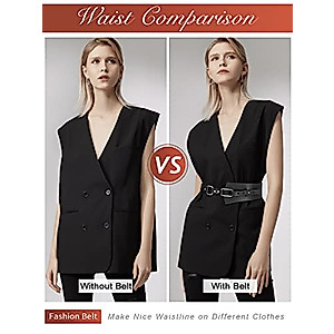 FIORETTO Wide Black Belt Women Fashion for Dress Leather Waist Belt Ladies Vintage Cinch Belts