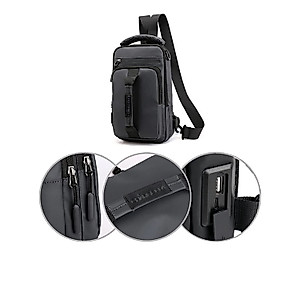 CHARGELLA Sling Bag for Men & Women Waterproof Shoulder Daypack Crossbody Backpack for Travel Hiking with USB Charging Port (Gray)