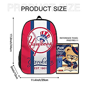 Team ProMark New York Yankees Backpack Light Durable Fits Laptop Backpack Bookbag for School Work Backpack for Men/Women 17 Inch, Black