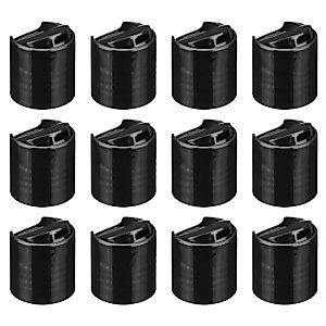 uxcell 24/410 PP Plastic Disc Top Caps Press Cap, 12PCS Durable Replacement Caps for Empty Bottle Lotion Shampoo Container, Black