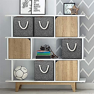 13 Inch Storage Boxes Fabric Cube Storage Bins Foldable Storage Basket Grey Storage Cube Inserts with Handles Collapsible Orgnizing Bins for Storage Cubes Organizer,Package of 6, Q-ST-56-6