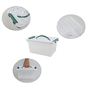 Hespama 5 Quart Small Storage Bin, Plastic Latch Box with Lid, 6 Packs, R